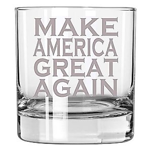 R136 Make America Great Again Funny 10 oz Rocks Glass Permanently Etched, Donald trump, President, Government, for Dad, Co-worker, Friend, Boss,