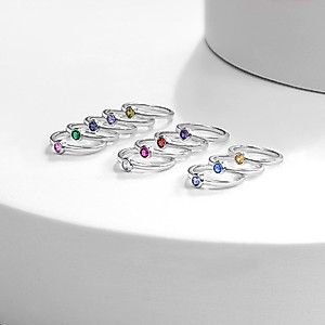 925 Sterling Silver Clear Simulated Birthstone Cubic Zirconia Bezel Ring For Baby Girls & Toddlers Size 2 - Shinning Baby Rings For Everyday Wear - April Birthday Jewelry Gift for Girls