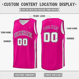 Custom Basketball Jersey for Men &Boy,Blank Athletic Uniform Personalized Printed Team Name Number Logo Pink&white-16