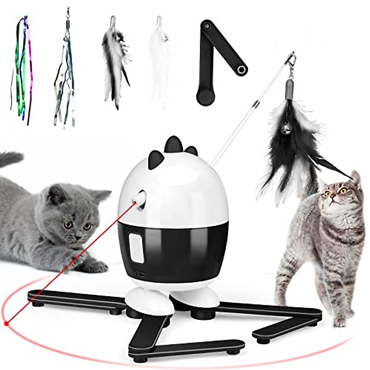 Frebento Cat Toys Interactive, Cat Light Toy and Cat Feather Toys 2 in 1, Recharge Cat Exercise Toys for Indoor Cats Automatic Cat Toys Interactive for Kitten