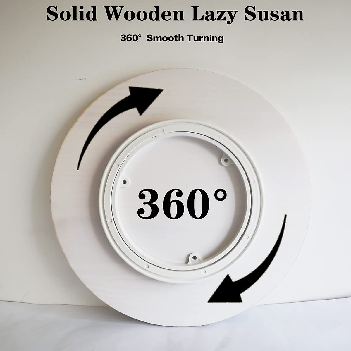 HSIUHEON Wood Lazy Susan Turntable, White Lazy Susan Organizer for Table,16inch Round Spinner Serving Tray Spice Rack for Countertop, Cabinet, Pantry Storage(Sweet Home)