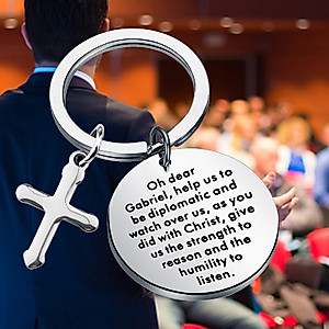 MYOSPARK St. Gabriel Archangel Protect Protection Charm with Prayer Keychain Religious Jewelry Gift For Messengers (Archangel Gabriel Keychain)