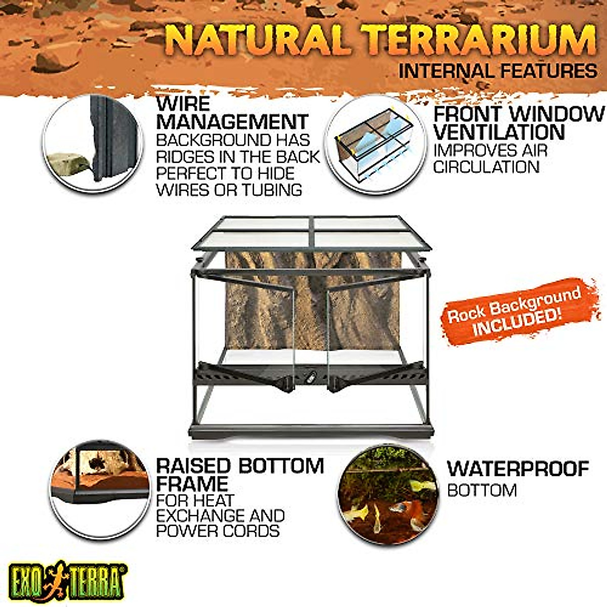 Exo Terra Short All Glass Terrarium, 18 by 18 by 12-Inch