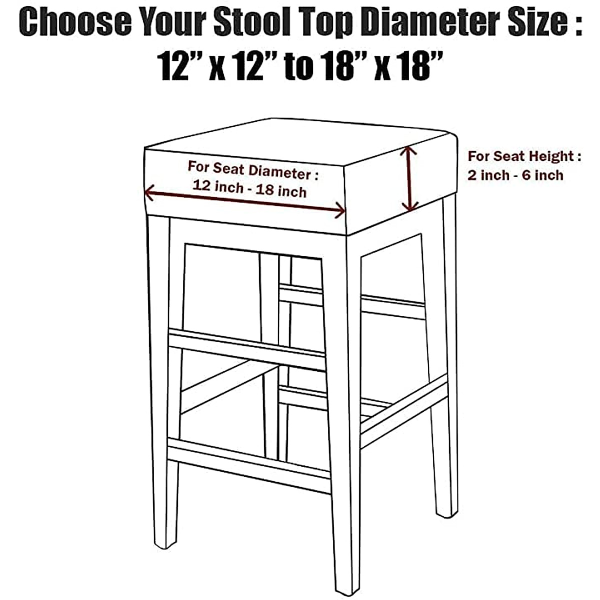 Bar Stool Covers Square Backless Heavy Duty Indoor/Outdoor Vinyl Only Replacement, Staple On Installation, Waterproof Stool Seat Covers - (15 x 15 inchs, Espresso)