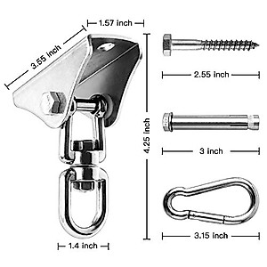 EXCELFU Hammock Hanging Kit, 1000 lb Capacity Heavy Duty 360° Rotate Swing Hangers Suspension Hooks for Swing, Chair, Yoga, Multiple Indoor Outdoor Gym