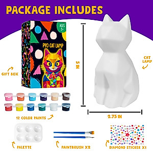 Goodyking Paint Your Own Cat Lamp Craft Kit, DIY 3D Warm Light Cat Lamp, Arts and Crafts for Kids Ages 8-12, Birthday Gifts for 8-12 Years Old Girls Boy, Painting Kit for Kids Ages 3 4 5 6 7 8 9+