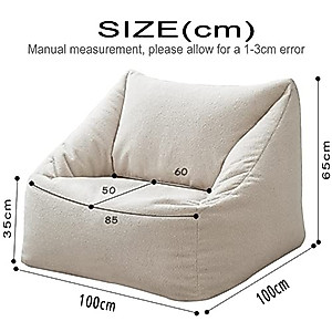 Bean Bag Chair Top Faux Cashmere Fleece Bean Bag Cover No Filler Adult Beanbag Chair Pouf Ottoman Sac Nest Floor Seat Sofa Couch Living Room Furniture (Color : Beige, Size : Empty Cover)