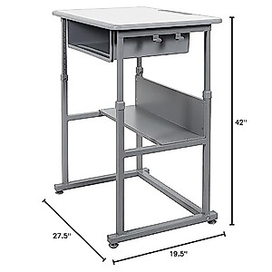 Offex Student-M Student Manual Adjustable Desk - Light Gray/Medium Gray