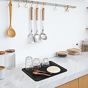 Smithcraft Silicone Drying Mat Set 2, Sink Dish Drainer Mat 15.75x11.81", Small Heat Resistant &Non-Slip Kitchen Counter Mat Pad, Bar Mat Countertop Protector, Silicone Dish Drying Rack Mats Navy Blue