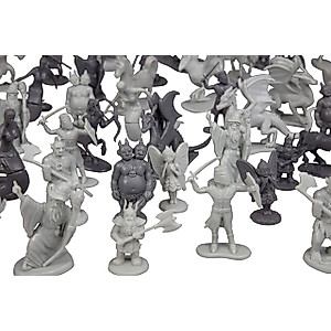 Monster Fantasy Creature Mini Action Figure Playset - 98pcs Toy Miniatures w 14 Unique Designs - Dragons, Wizards, Orcs, & More- XL 1/32 Scale Compatible with Dungeons and Dragons and Other RPG Games