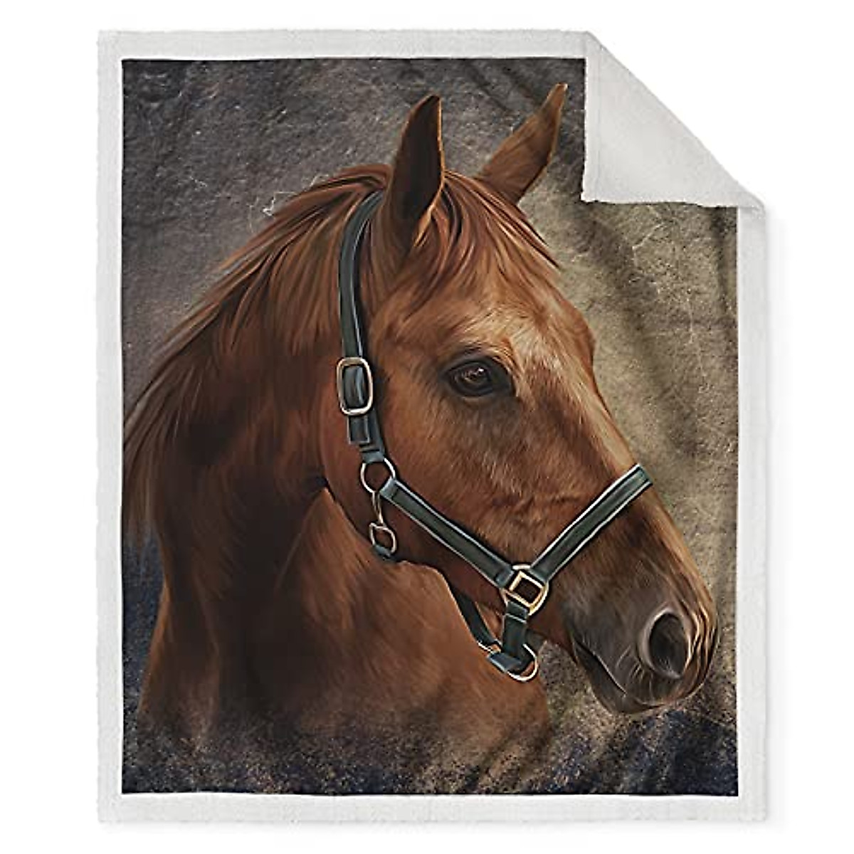 Jekeno Horse Throw Blanket for Women - Animals Horse Head Print Soft Warm Cozy Fuzzy Sherpa Blankets for Teenagers Girls Horse Lovers Teens Gifts Sofa Bed Couch Travelling Camping Throws 50"x60"