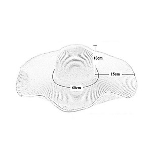 1Pcs Women Wide Brim Straw Hat Foldable Beach Floppy Sun Hat White