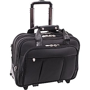 McKlein Wheeled Detachable Briefcase, Black, 18"x8.75"x14.5"