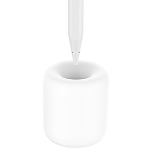 GeeRic Pencil Stand Compatible with Apple Pencil 1st, 2nd Generation, Elegant Holder with/Without Sleeve or Grip Durable Silicone Stand Tip Protection White