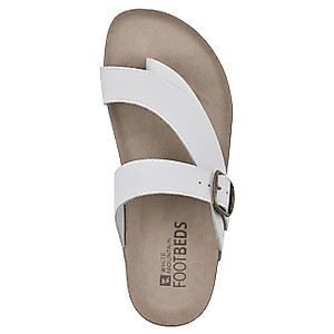 WHITE MOUNTAIN Shoes Carly Women's Flat Sandal, White/Leather, 8 M