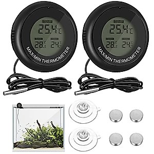 Aquarium Digital Thermometer, 2pcs LCD Display for Fish Tank, High Accurate Aquarium/Pond/Reptile Turtles Habitats
