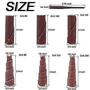 NuoDunco 2 Inch Cartridge Rolls Engine Porting Tool for Die Grinder 48 Pcs (80/100/120/240 Grit) 2-Type Cylinder Head Sanding Cone with 2 Pcs 1/4" Stem Mounting Mandrels