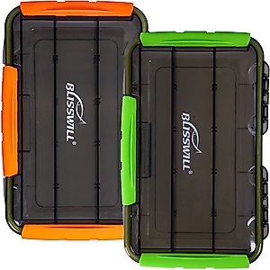 BLISSWILL Fishing Tackle Storage Trays,Fishing Tackle Box,Storage Organizer Box,3600 Tackle Trays with Removable Dividers,Tea-Colored Transparent Waterproof Fishing Tackle Storage - 2 Packs
