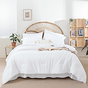weigelia Full Size Comforter Set 7PCS White Boho Bed Comforter for Women and Men Microfiber Fluffy Comforter Set Full Comforter Set with Sheets and Pillow Shams Ultra Soft Lightweight All Season