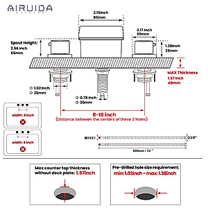 Airuida Waterfall Widespread Bathroom Sink Faucet, 8 Inch Widespread Bathroom Faucet Chrome Polish with Pop-Up Drain, 2-Handles 3 Holes Commercial Modern Vanity Faucet with Water Supply Lines