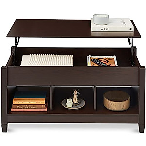 Best Choice Products Lift Top Coffee Table Hidden Storage Coffee Table, Wooden Dining Coffee Table, Accent Table Furniture for Living Room, Display Shelves - Espresso