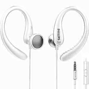 Philips Over The Ear Earbuds, Flexible Wrap Around Earbuds, Around Ear Headphones with Mic Behind The Ear Headphones, Perfect for Sports, Running, Exercise, Gym, Lightweight Earhook Sports Headphones
