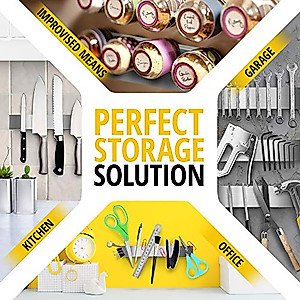 Knife Magnetic Strip with Adhesive – Magnetic Knife Holder for Wall no Screws – Magnetic Knife Block Use as Kitchen Utensil Holder, Knife Bar, Knife Rack, Kitchen Organizer and Tool Holder