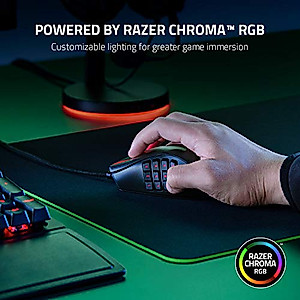 Razer Naga X - Ergonomic MMO Gaming Mouse with 16 Programmable Buttons (Optical Mouse Switches, 5G Optical Sensor, Chroma RGB, Speedflex Cable) Black