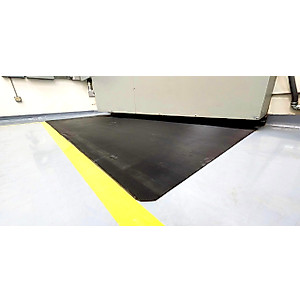 Rhino Dielectric, Non-Conductive, Insulating Switchboard Mat, Class 2, 3' x 5' x 1/4" Thick, ASTM D178, Color; Solid Black, Corrugated Surface