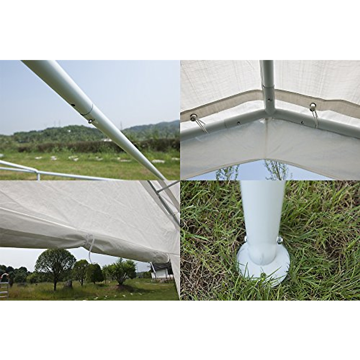 GOJOOASIS 20 x 26 ft Carport Outdoor Metal Commercial Wedding Party Frame Tent w/Sidewalls 4 Rooms