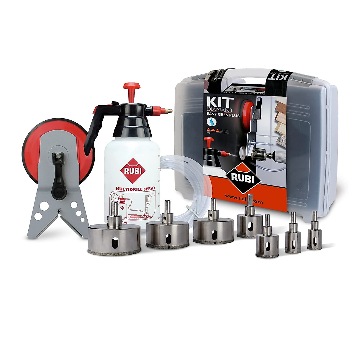 RUBI 50937 Set of 7 Easy Gres Diamond Drill Bits (Wet) and Accessories