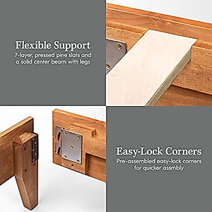 Wooden California King Platform Bed Frame (Almond) - No Box Spring Needed | Easy Assembly & Heavy Duty | Ideal California King Platform Bed Frame, California King Bed Frame, Wood Platform Bed Frames