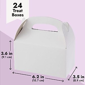 24 Pack White Gable Boxes for Party Favors, Goodies & Treats, Kids Birthday & Wedding, 6.2 x 3.5 x 3.5 In