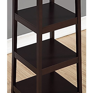 Roundhill Furniture Vassen Coat Rack with 3-Tier Storage Shelves, Espresso Finish