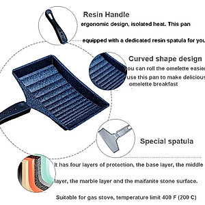 Tamagoyaki Frying Pan Non-Stick Fry Tamago Pan Wave Bottom Maifanite Stone Egg Roll Pan, for Omelette, Japanese Snacks, Black