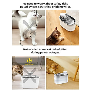 HABWES Cat Water Fountain with Stainless Steel Tray, Battery Operated Pet Drinking Fountain with 3 Filters, Motion Sensor Automatic Water Dispenser for Dogs Small Animals