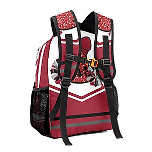 Zaaprint Custom Red Black Cheer Cheerleaders Waterproof Backpack Bookbag with Name for Birthday Holiday Gift