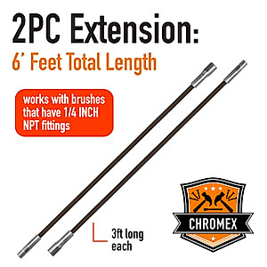 9-Foot Chimney Rod Extension Set - 3x3 Ft Durable Fiberglass Rods, 1/4" NPT Fittings