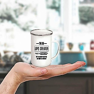 Novelty Gift Humorous Boss Gift, Ideal For Coworkers On Secretaries' Day - I'm An Driver Not A Magician Quote On 12oz Enamel Silver Mug