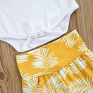 0-18M Newborn Baby Girls Clothing Set Short Sleeve Cotton Letter Romper Bodysuit + Floral Pants + Headband (I Love Daddy , 0-3 Months )