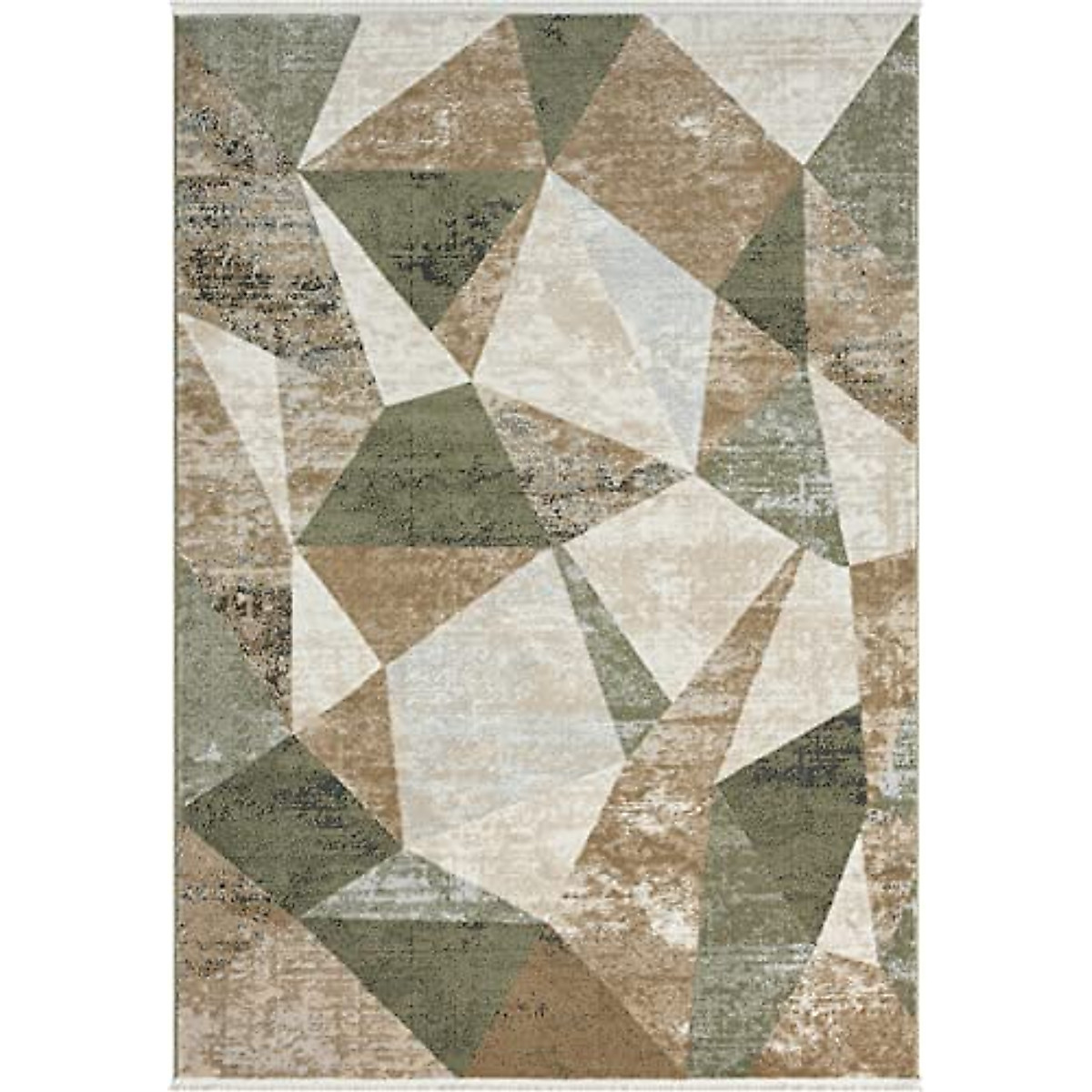 Abani Savoy Collection Area Rug - Green and Cream Geometric Design - 7'9"'x10'2 -Easy to Clean - Durable for Kids and Pets - Non-Shedding - Medium Pile - Soft Feel -for Living Room, Bedroom & Office