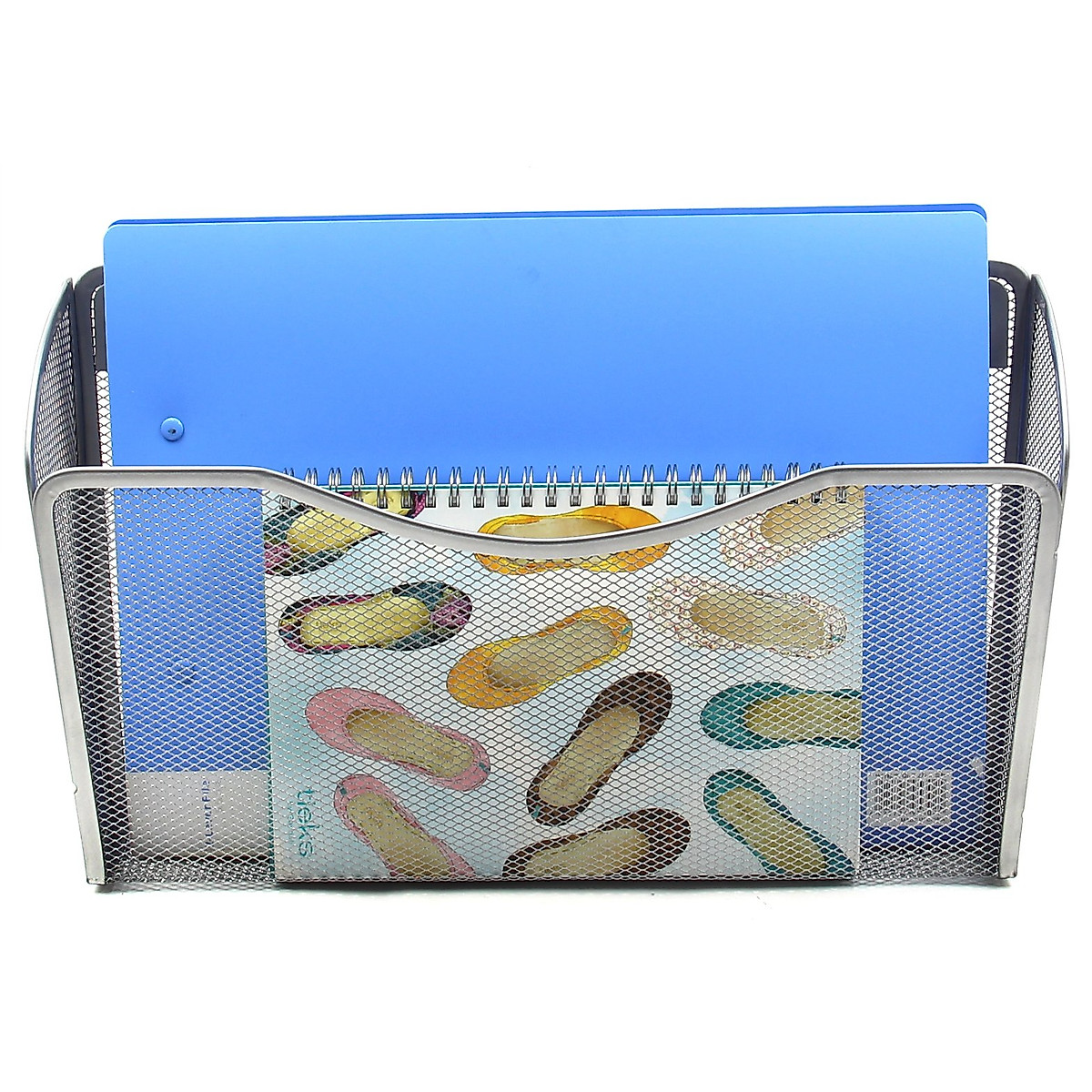 EasyPAG Wall Mount File Holder Mesh Single Pocket Hanging File Organizer Magzine Folder Basket Paper Rack for Office and Home,Silver