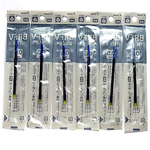 Pilot Acroball Ballpoint Pen Black Ink Refills, 0.5mm, BRFV-10EF-B, Set of 6 (Japan import)