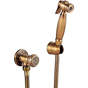 MINJING Handheld Bidet Sprayer for Toilet, Antique Brass Cloth Diaper Sprayer Kit Wall Mounted Bidet Sprayer Set Single Handle Toilet Bidet Sprayer Kit with 150cm Shower Hose