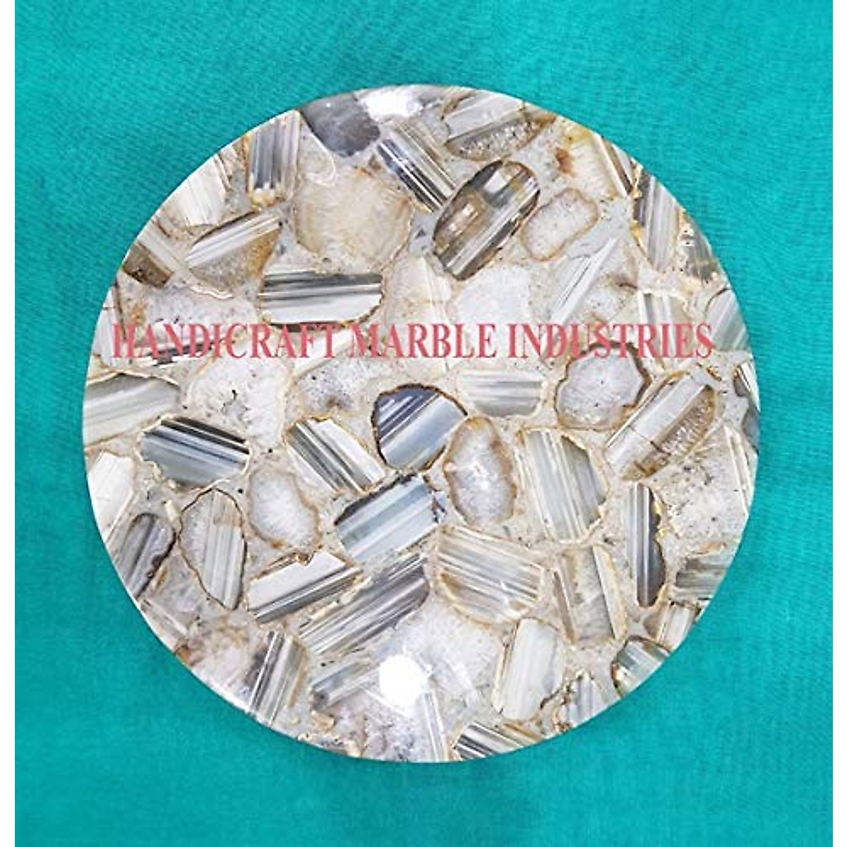 Agate Coffee Table with Metal Base, 18" Inch Round (Customize Sizes) Natural Grey White Brown Agate Table, Stone Coffee Table, Agate Table Top, Agate Round Coffee Table