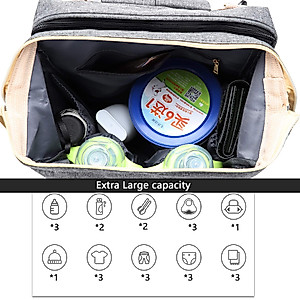 YINGFEI Diaper Bag Backpack Rucksack, Portable Crib by Foldable Baby Bed and Changing Mat, Travel Nappy Bag of Babysit