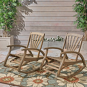 Christopher Knight Home Sunview Outdoor Acacia Wood Recliner Rocking Chairs (Set of 2), 24.75 "W x 41.75 "D x 38 "H, Gray