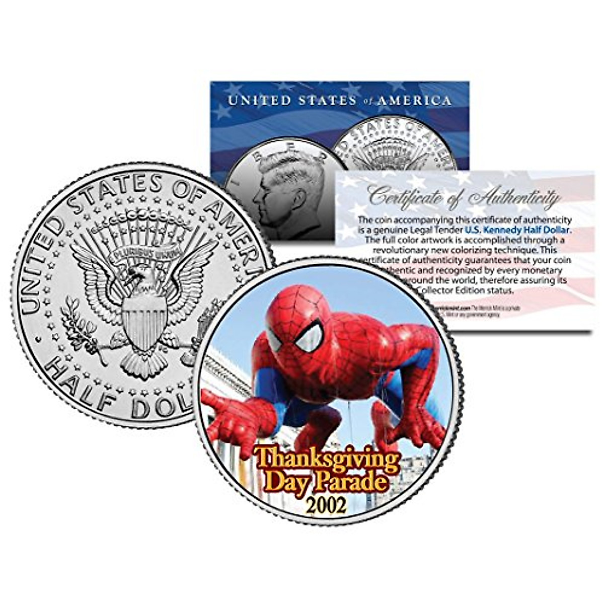 SPIDER-MAN BALLOON 2002 THANKSGIVING PARADE Colorized Kennedy Half Dollar