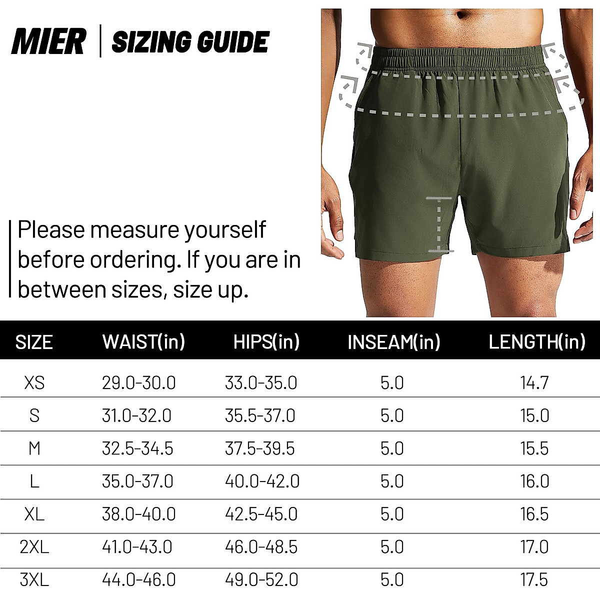 MIER Men's Workout Running Shorts Quick Dry Active 5 Inches Exercise Shorts with Pockets, Lightweight, Breathable, Army Green, L