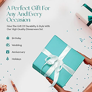 American Atelier Round Dinnerware Set | 16-Piece Stoneware Modern Plates & Bowls Sets | Gift Set Includes Dinner Plates, Salad Plates, Bowls, Mugs - Stoneware Dinnerware Set